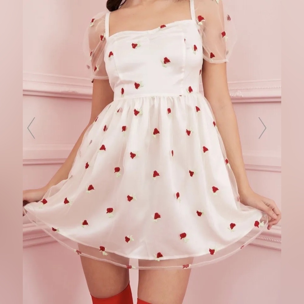 Dolls Kill Sugar Thrillz Organza Rose White Dress Sma… - Gem